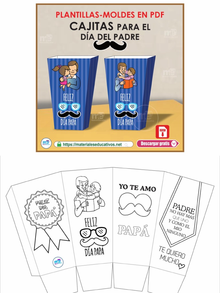 Cajitas Para El Día Del Padre Plantillas Moldes En Pdf Pdf