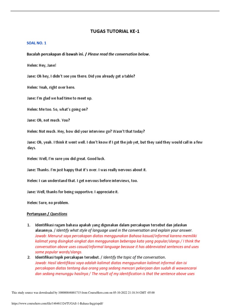 TUGAS 1 Bahasa Inggris PDF | PDF | Business | Cognitive Science