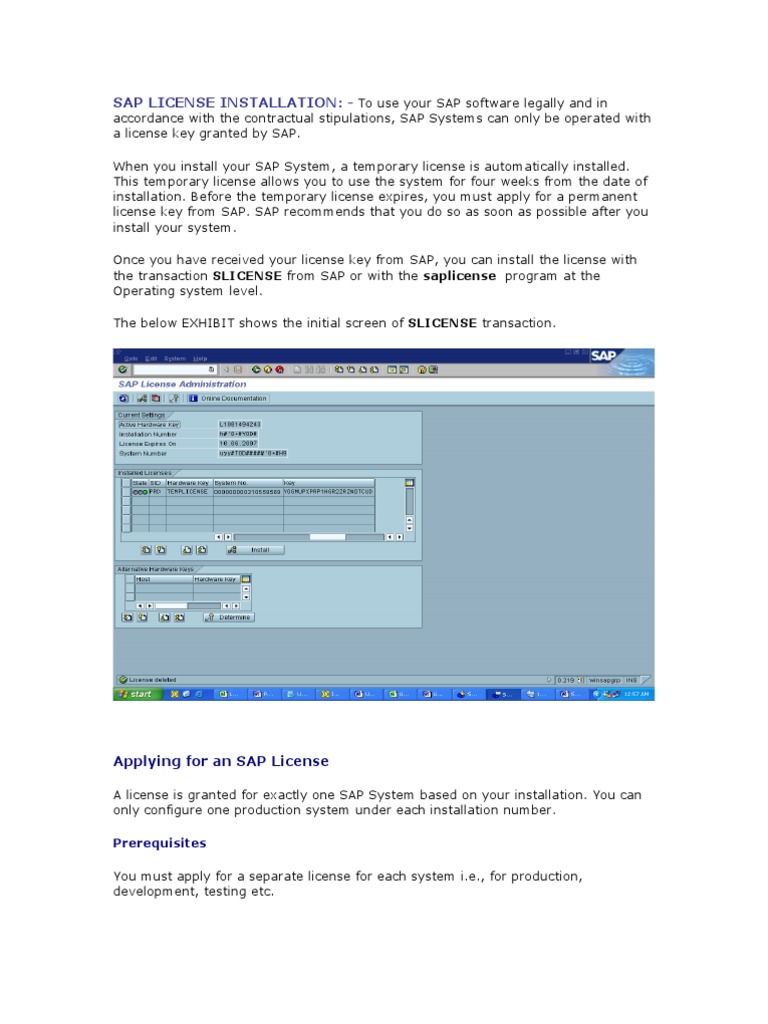 Sap License Installation | PDF | Operating System | License