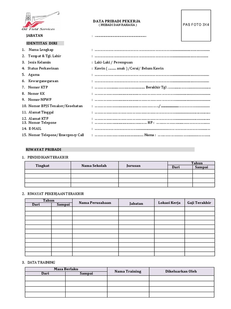 Form Data Pribadi | PDF