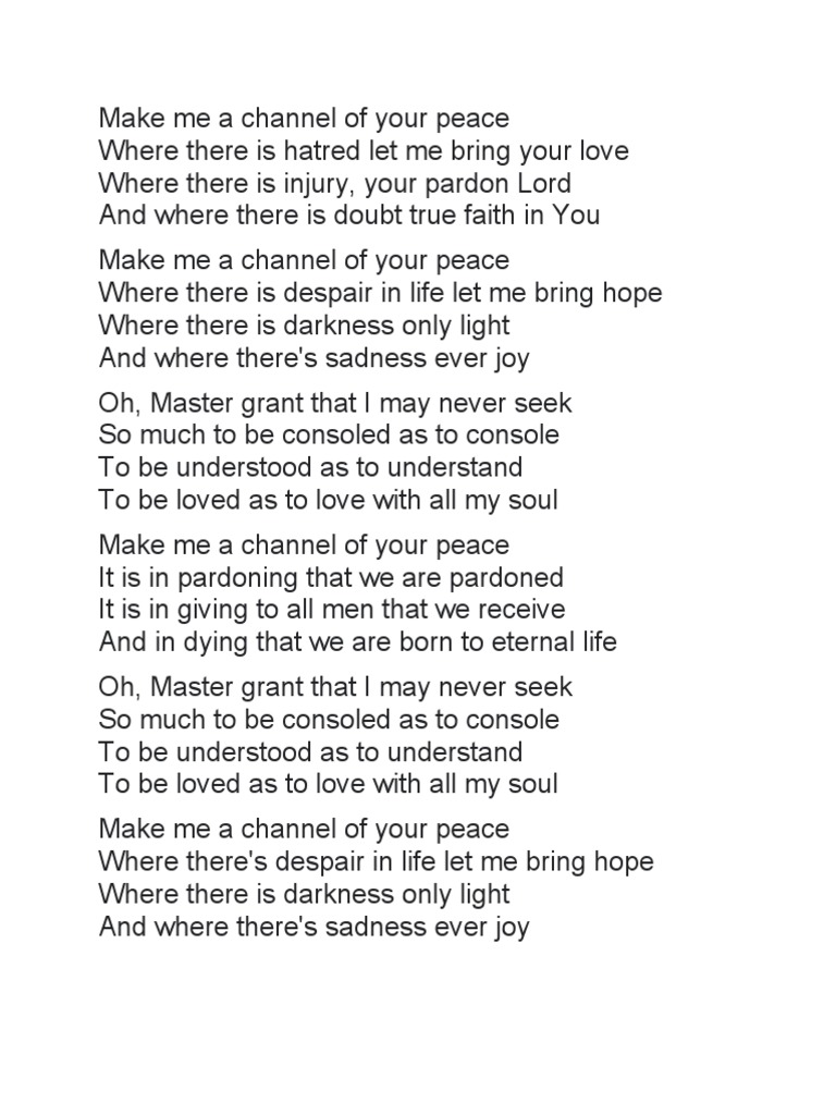 Make Me A Channel of Your Peace | PDF | Religion & Spirituality