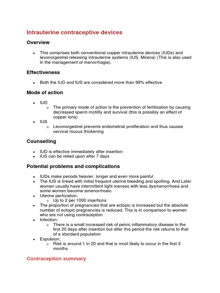 Contraception - Medrevision Notes | PDF | Combined Oral Contraceptive ...