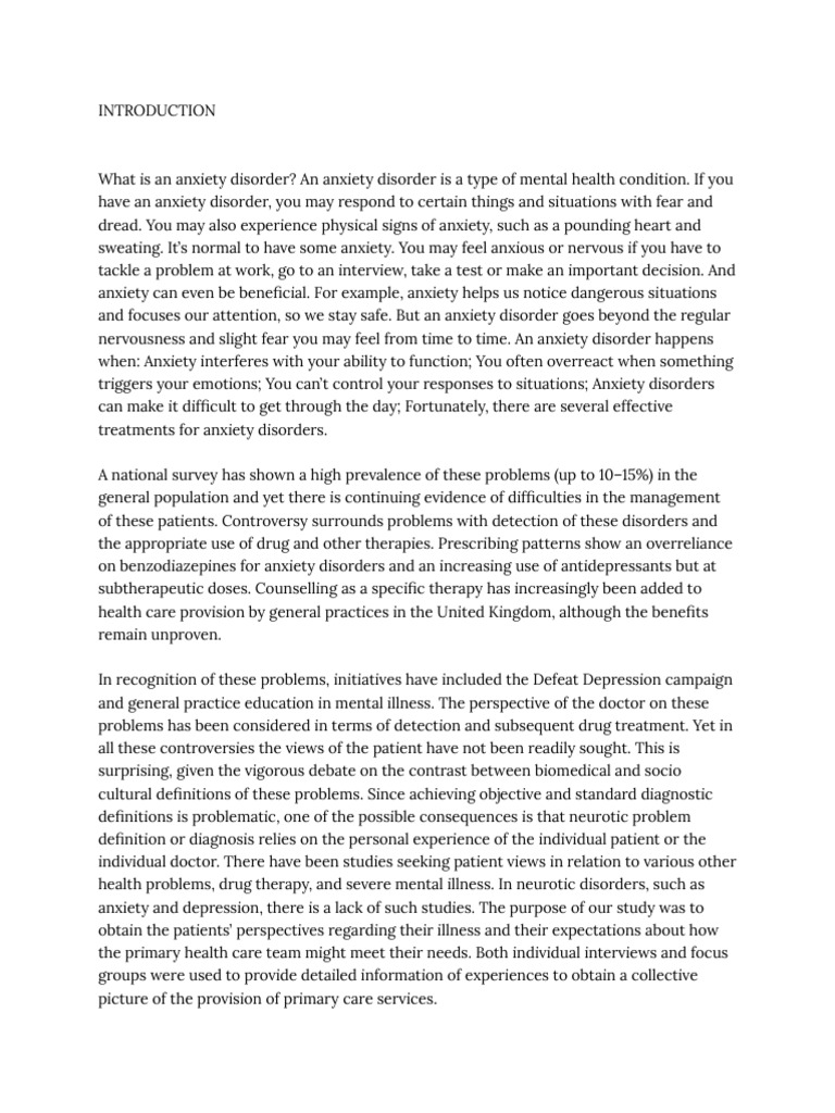 A Qualitative Research Case Study | PDF | Anxiety | Mental Disorder