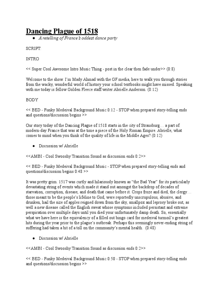 Dancing Plague Script | PDF