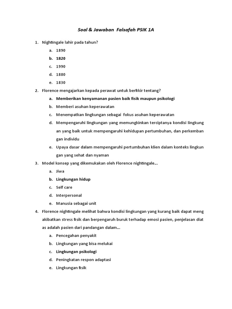 Soal Falsafah PSIK 1A | PDF