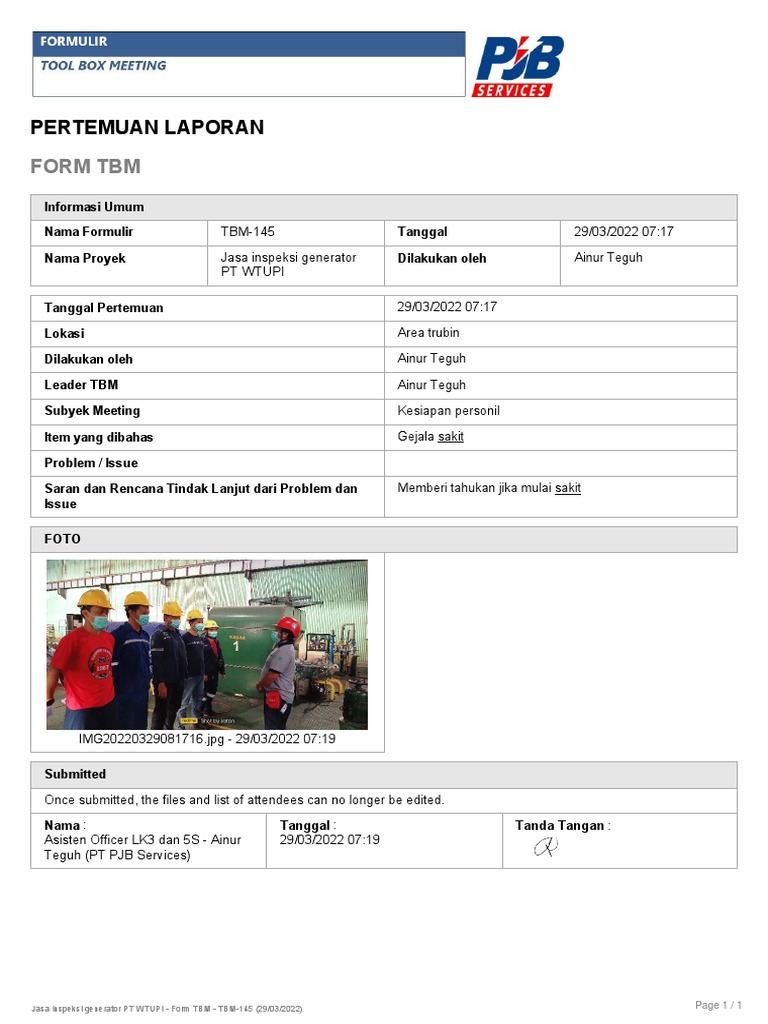 Contoh Form TBM | PDF