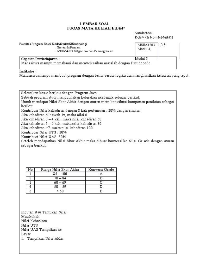 Tugas 2 Algoritma Dan Pemograman | PDF | Metode & Bahan Ajar | Komputer