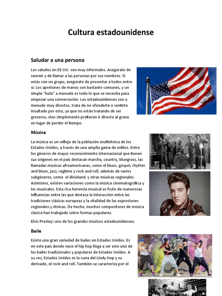 Cultura y costumbres de EE.UU. | PDF | Cultura de los Estados Unidos ...