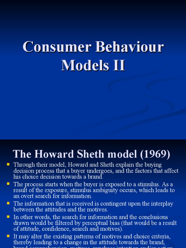 Understanding Consumer Behavior Models: An Analysis of the Howard Sheth ...
