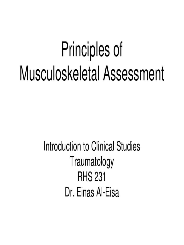 Principles of Musculoskeletal Assessment: Introduction To Clinical ...
