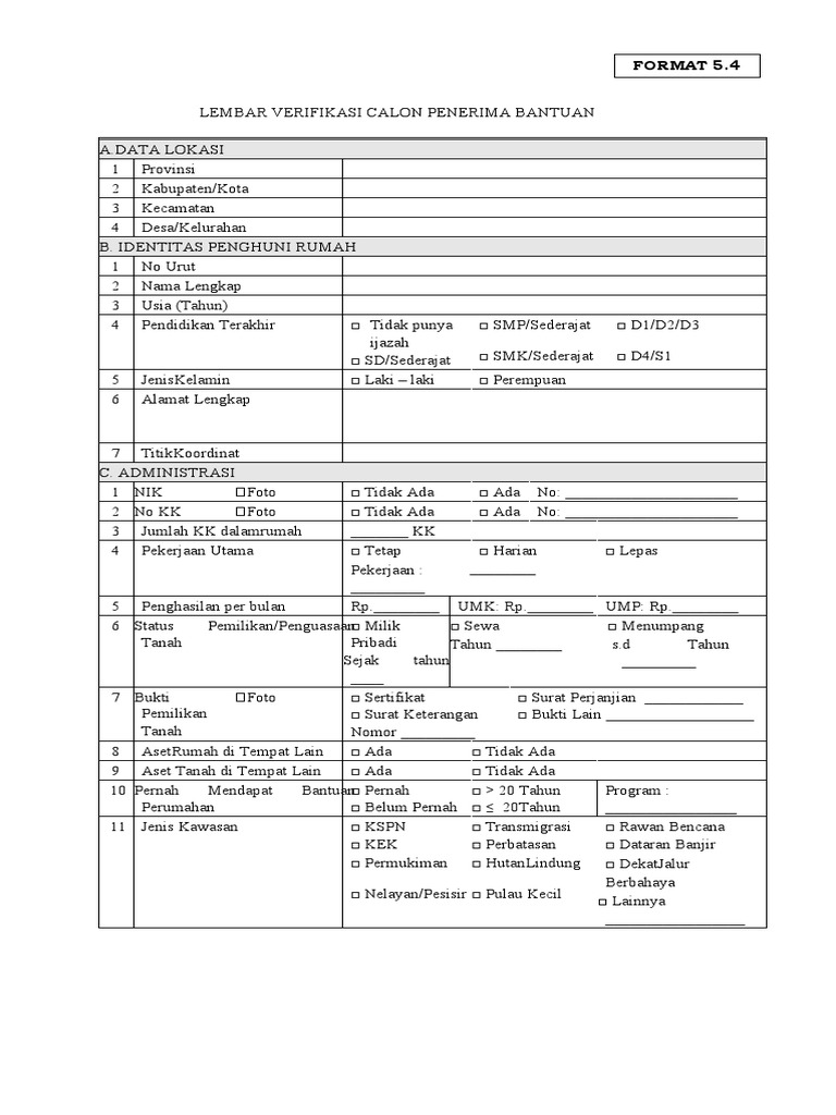 Verifikasi Kelayakan Bantuan RTLH 2025 | PDF