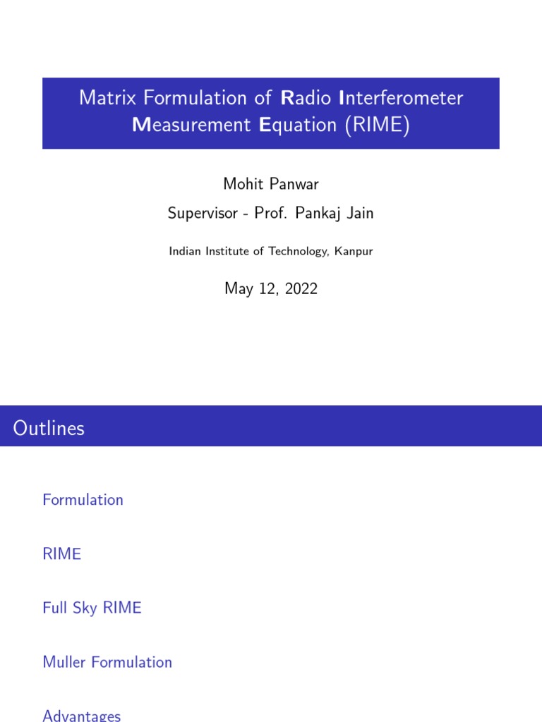 Matrix Formulation of RIME by Mohit Panwar | PDF | Antenna (Radio ...