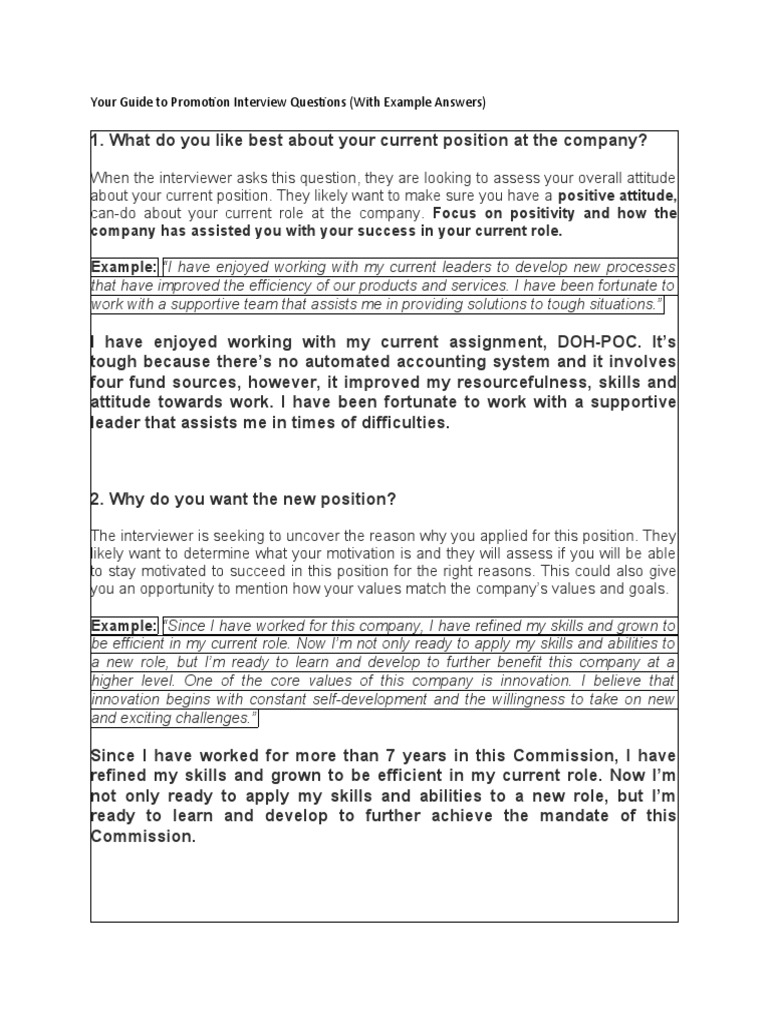 Your Guide To Promotion Interview Questions | PDF | Audit | Attitude ...