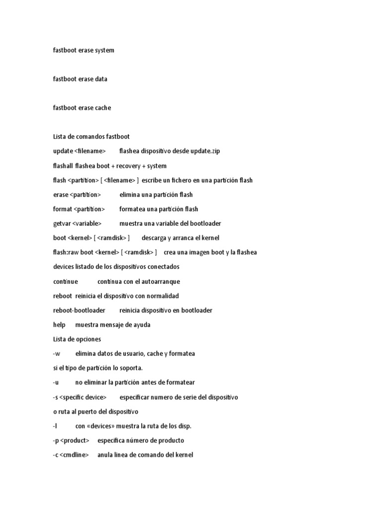 Comandos Esenciales de Fastboot | PDF | Datos de computadora | Software