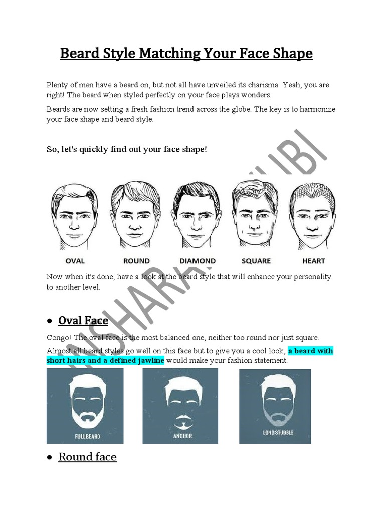 Beard Style Matching Your Face Shape | PDF | Career & Growth | Lifestyle