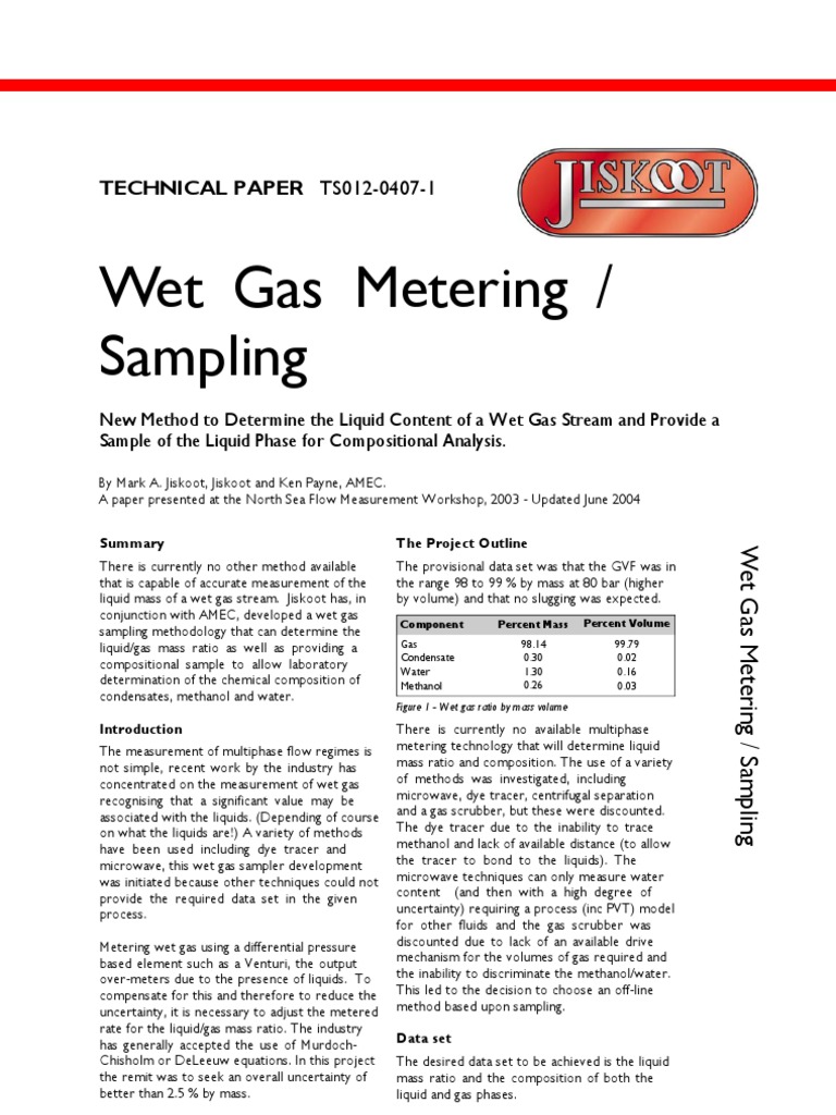 TS012 Wet Gas Metering Sampling | Download Free PDF | Adsorption | Gases