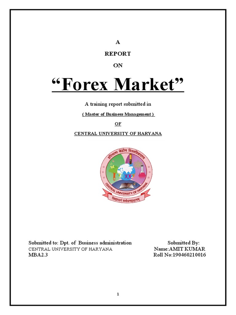 PROJECT On Forex Market | PDF | Foreign Exchange Market | Investing