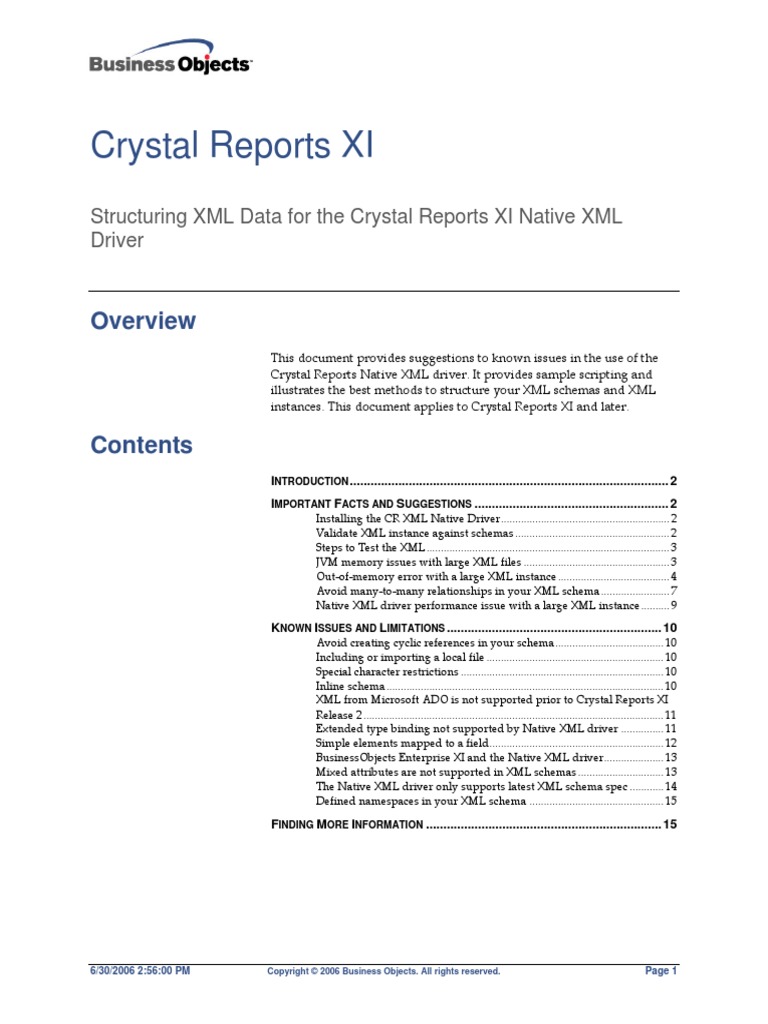 Structuring Xml Data For The Crystal Reports Xi Native Xml Driver Pdf Xml Xml Schema