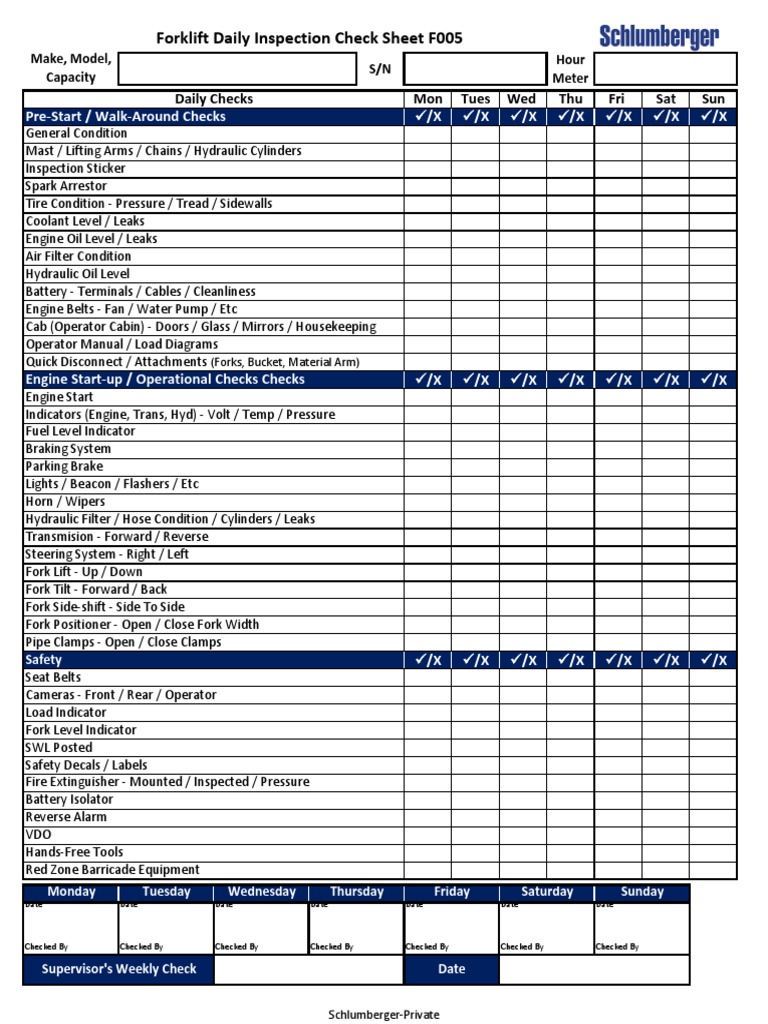 Forklift Daily Inspection F005 | PDF | Forklift | Automotive Technologies