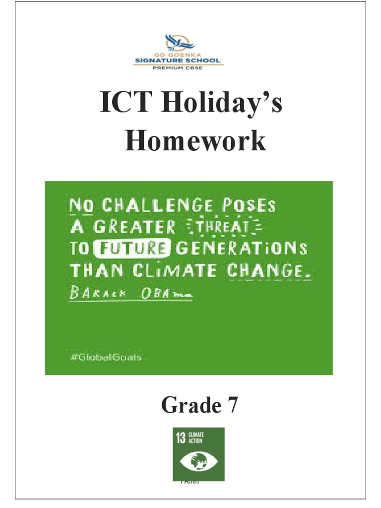 ICT Holiday's Homework: Grade 7 | PDF | Climate Change | Climate