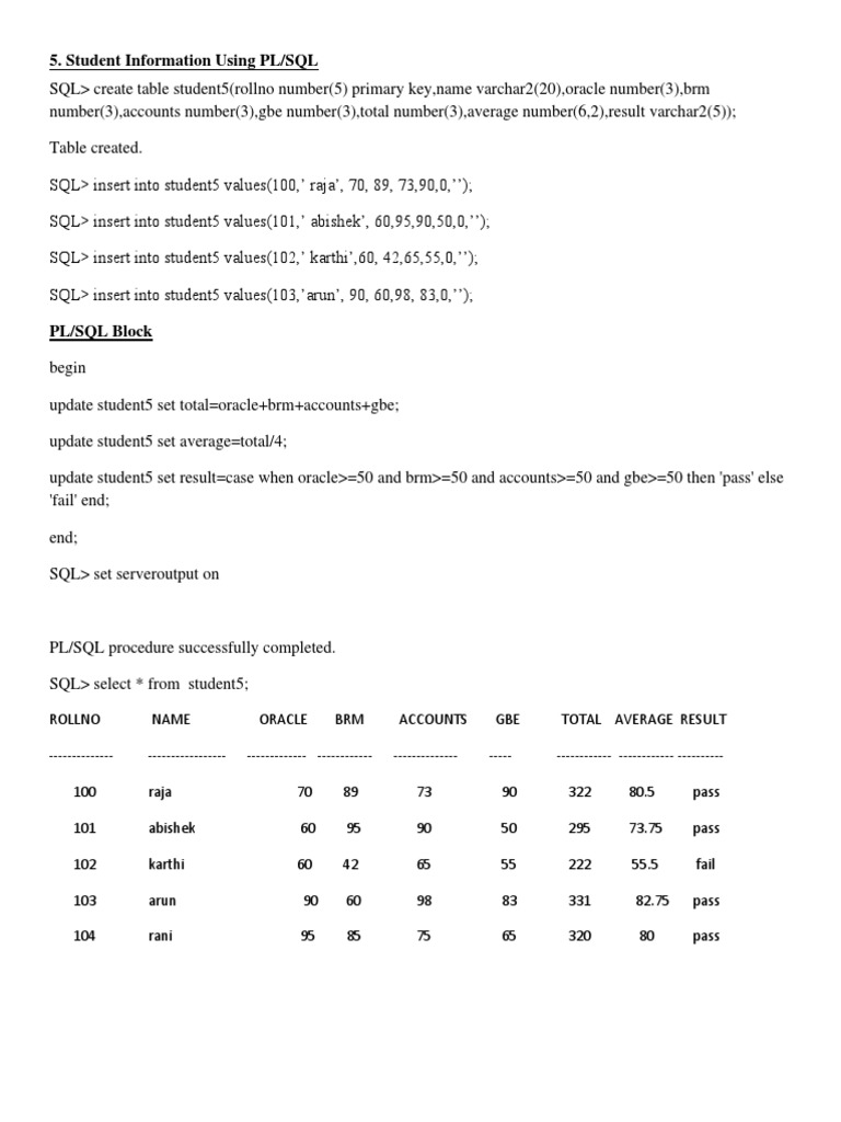 Student Information Using PL/SQL | PDF | Information Technology Management | Software Engineering