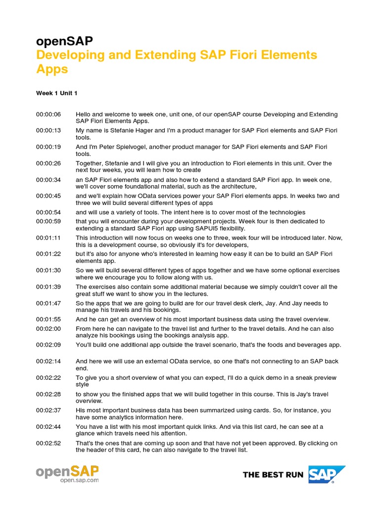 Opensapfiori Ea1week1transcript Pdf Web Application Metadata 