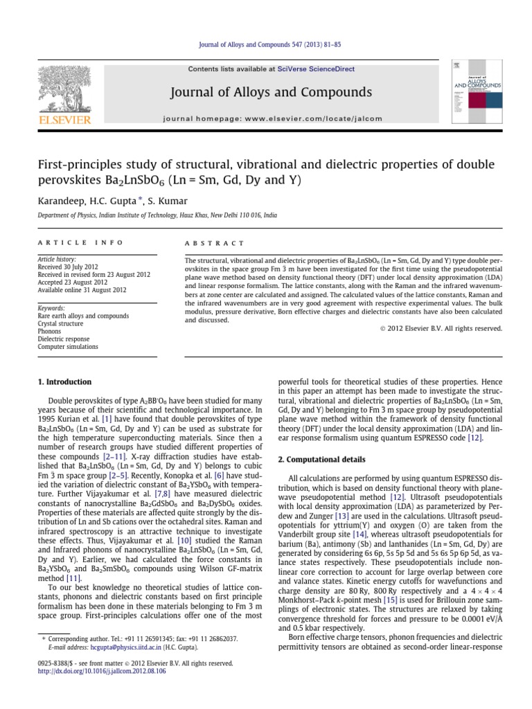 First-Principles Investigation of Structural, Vibrational, and Dielectric Properties of Double ...