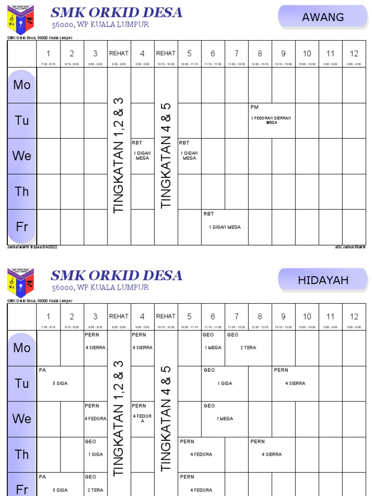 Jadual Waktu | PDF