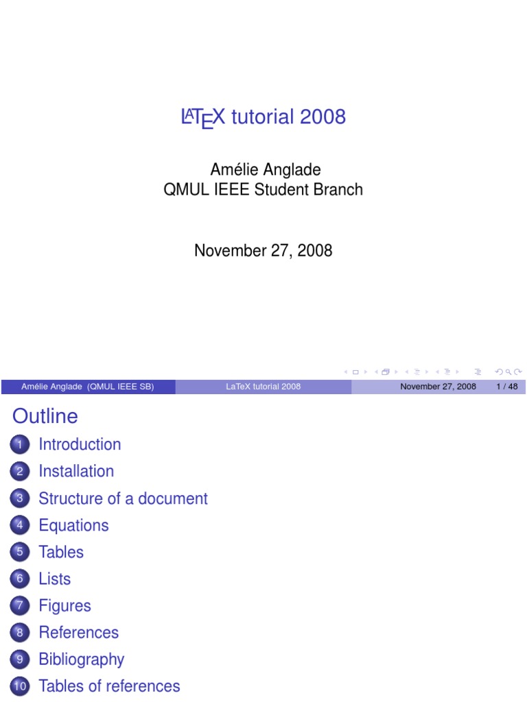 L TEX Tutorial 2008: Amélie Anglade QMUL IEEE Student Branch | PDF | Te X | Text