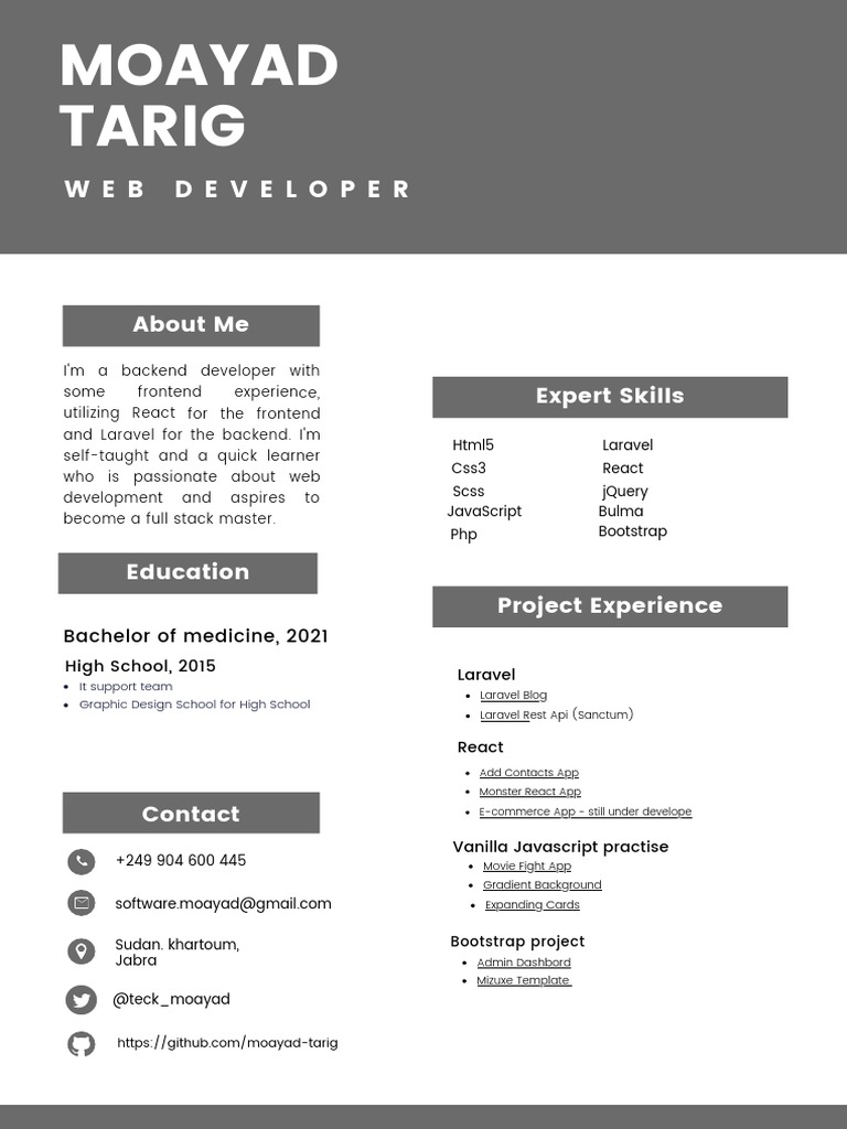 Moayad Tarig: Web Developer | PDF