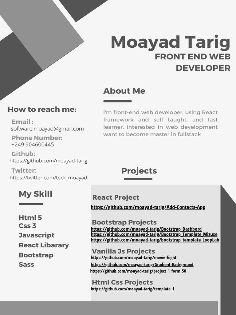 Moayad Tarig CV | PDF | Computers