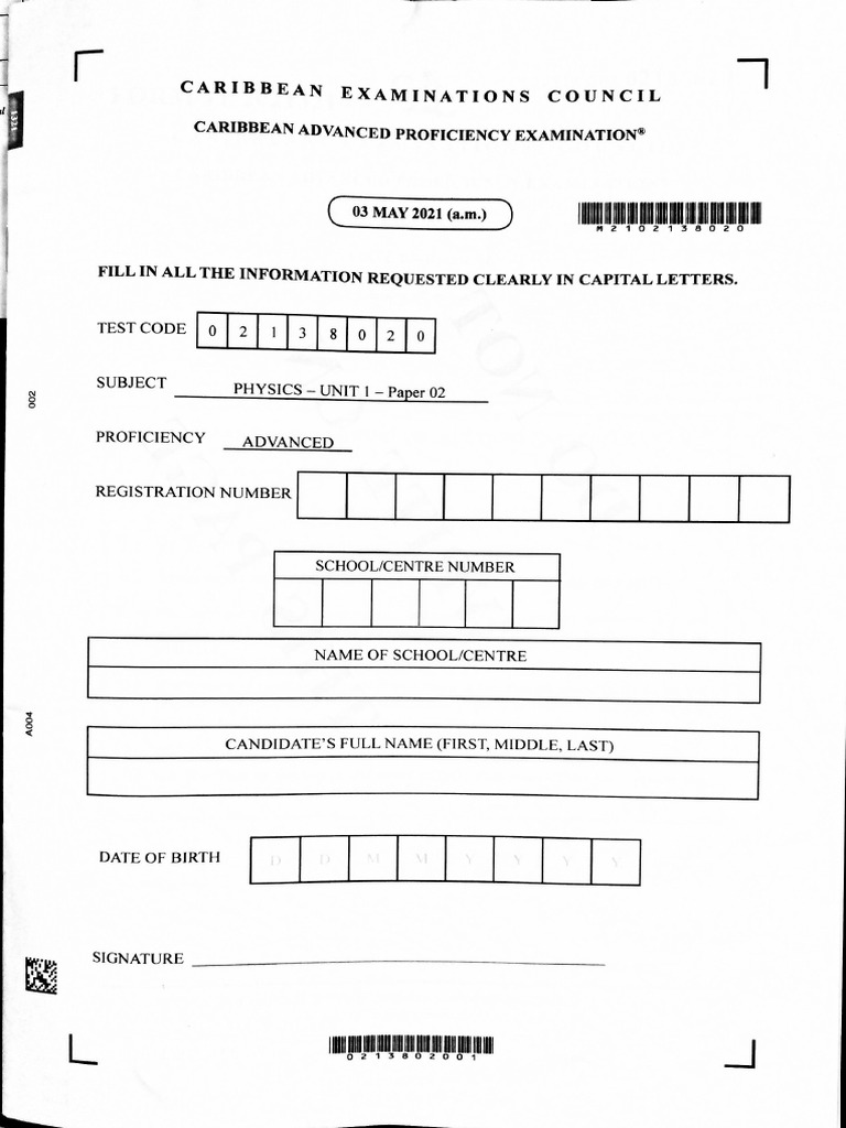 CAPE Physics Past Paper 2 2021 | PDF