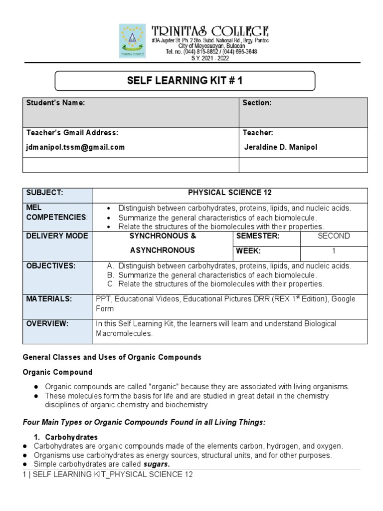 Self Learning Kit on Biological Macromolecules | PDF | Carbohydrates ...