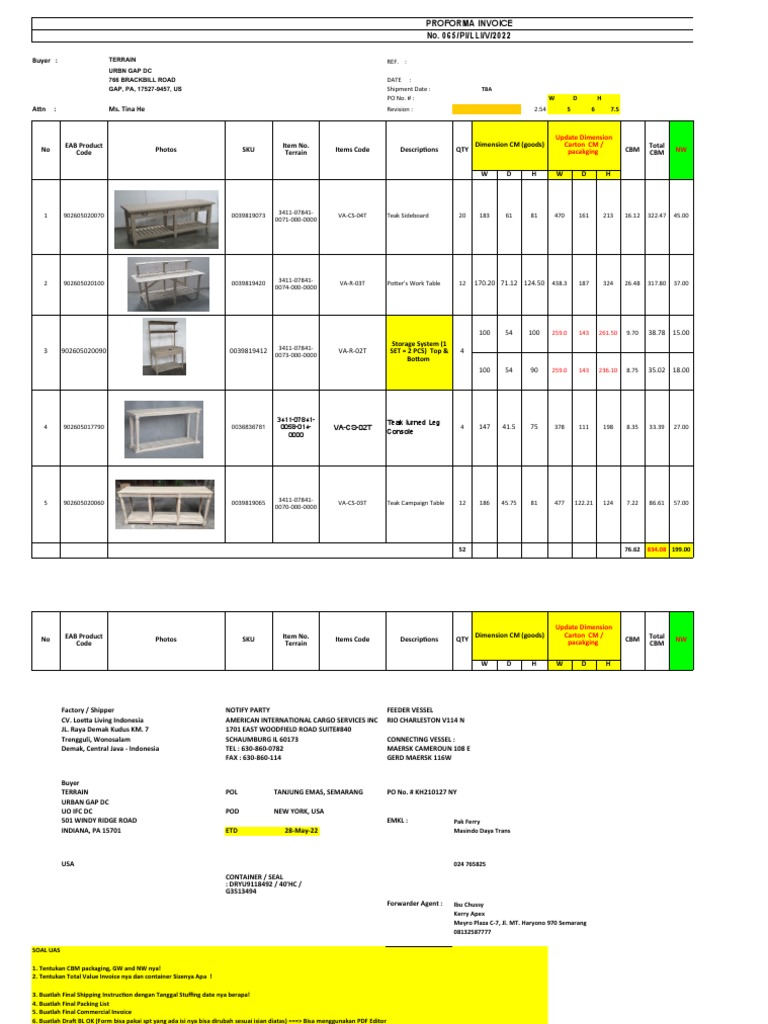 Buyer:: Terrain Urbn Gap DC 766 Brackbill Road GAP, PA, 17527-9457, US ...