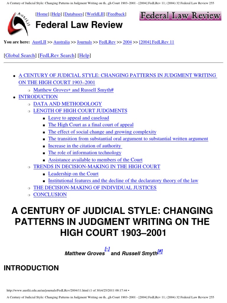 Judicial Style in High Court Judgments | PDF | High Court Of Australia ...