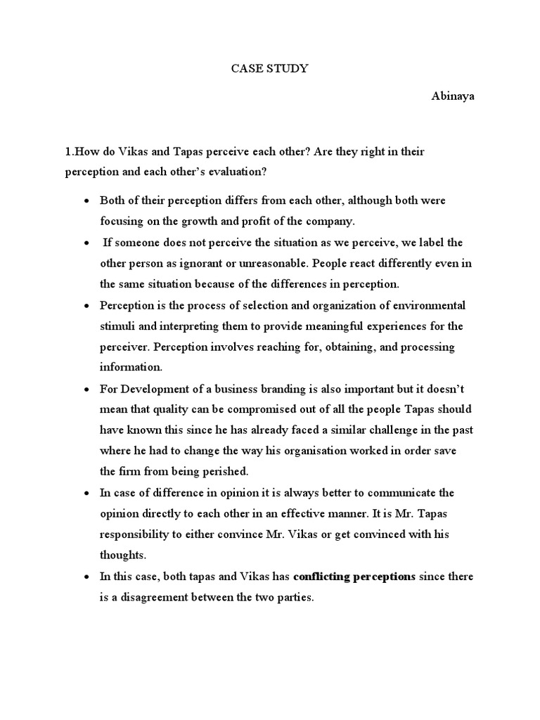 Abinaya Stress Case Study | PDF | Perception | Experience