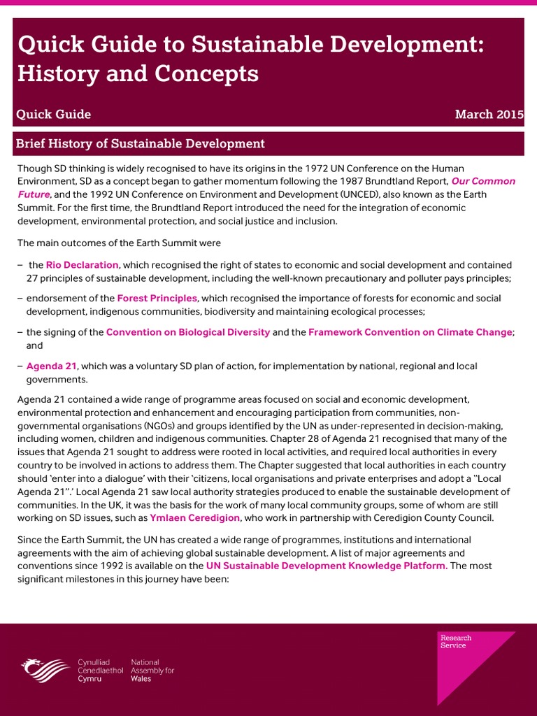 Quick Guide To Sustainable Development: History and Concepts | PDF ...