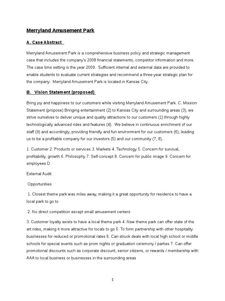 Merryland Amusement Park Case Study | PDF | Amusement Park | Interest