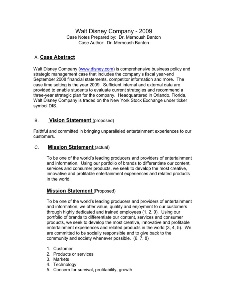 Disney Strategic Plan 2009 | PDF | The Walt Disney Company | Recession