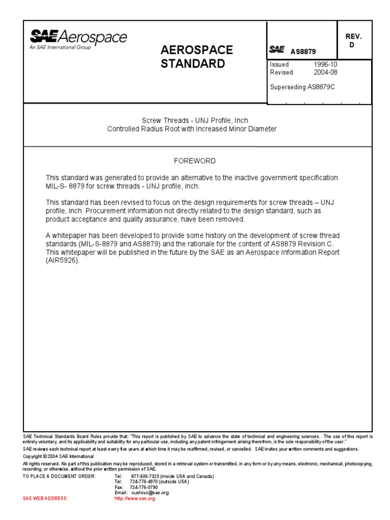 Aerospace Standard: AS8879 Rev. D | PDF | Screw | Applied And ...