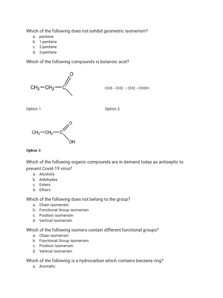 Activity Review 2 | PDF | Isomer | Alkane