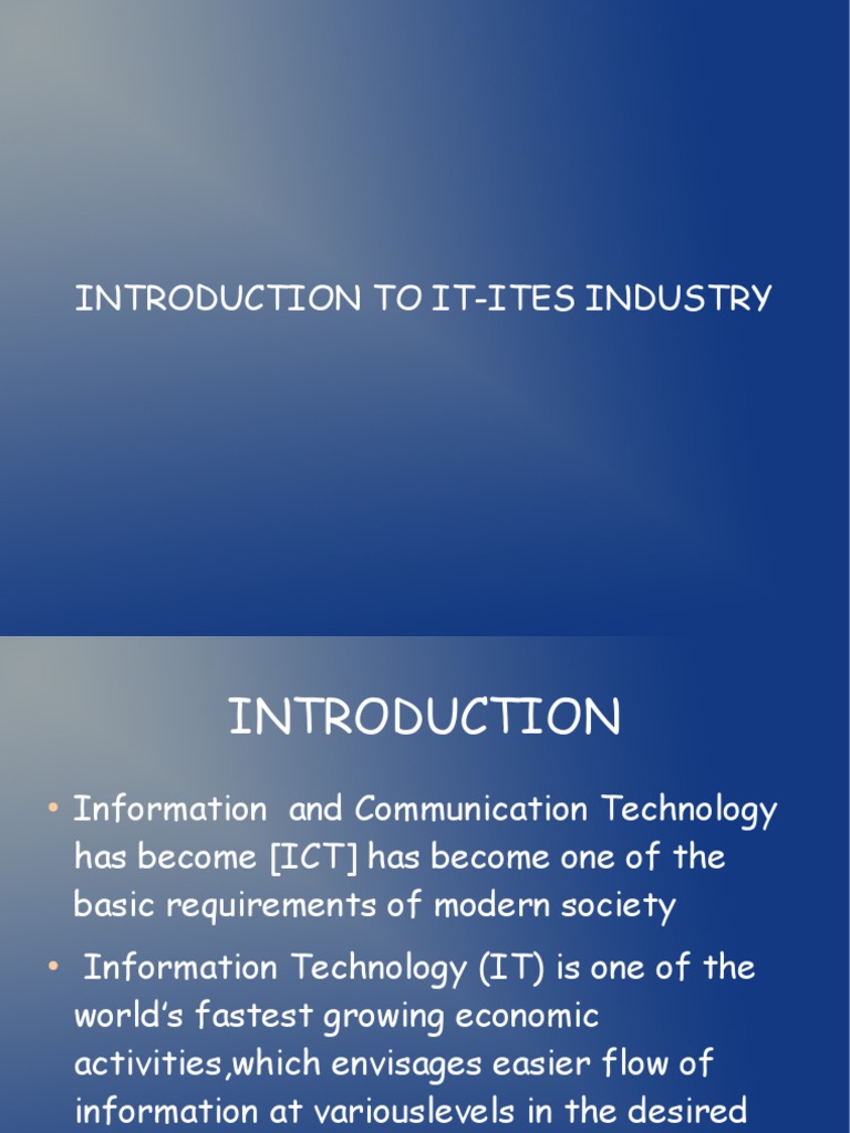 Introduction to IT-ITES Industry | PDF
