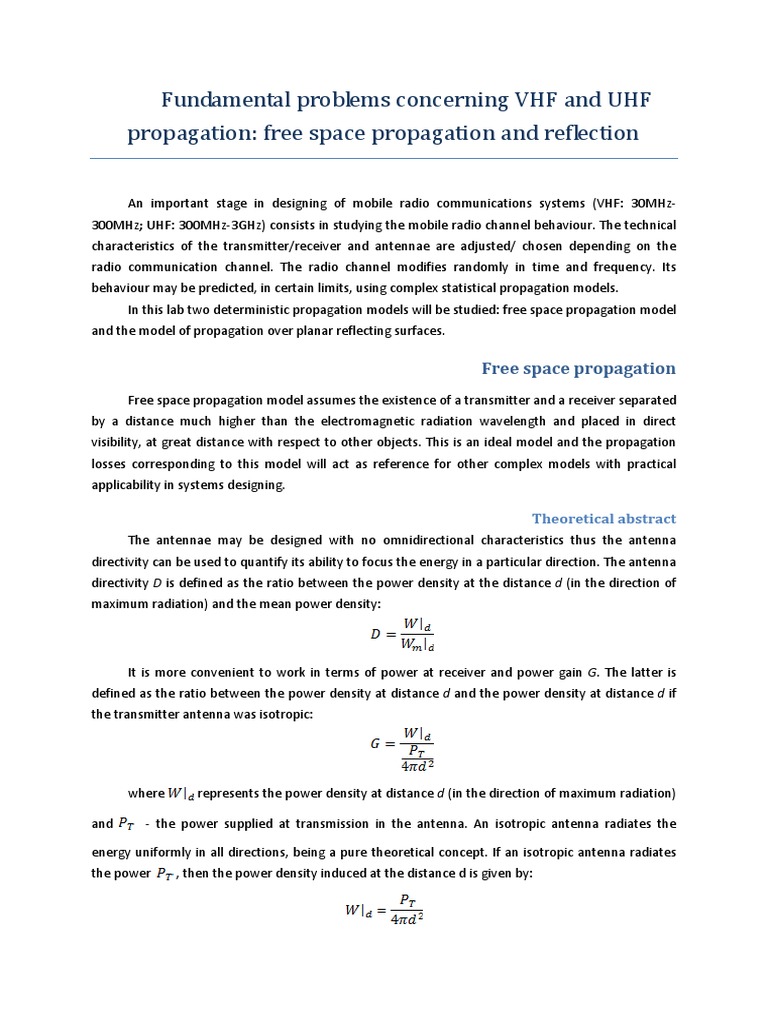 Free Space Propagation Model Overview | PDF | Antenna (Radio ...
