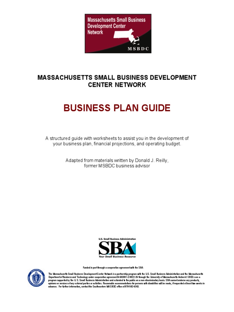 Business Plan Guide: Massachusetts Small Business Development Center ...