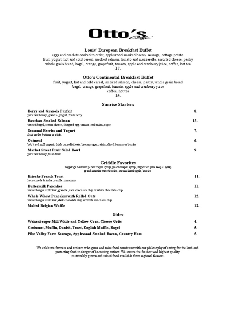 Otto's Menu | PDF | Foods | Cuisine