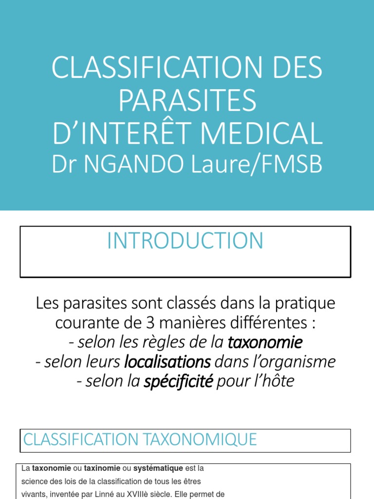 Classification Des Parasites | PDF | Taxonomie (Biologie) | Candidose