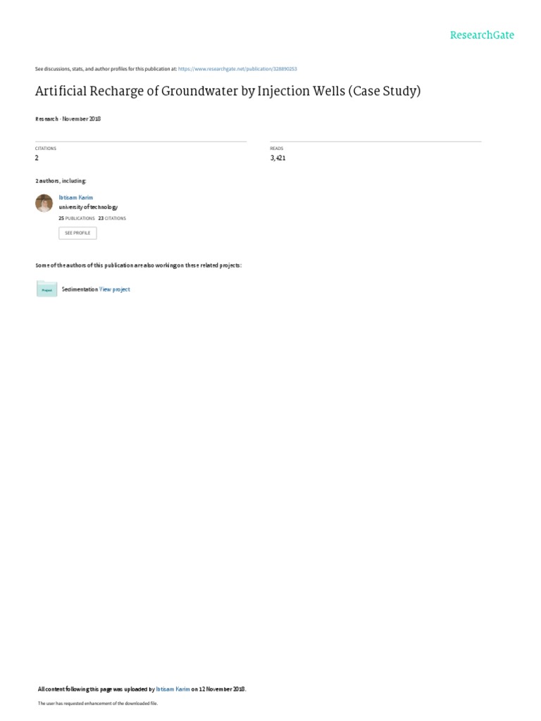 Artificial Recharge of Groundwater by Injection Wells (Case Study ...