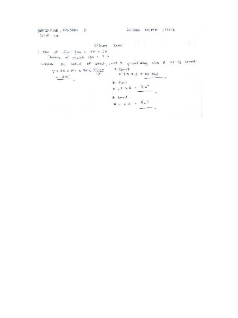 Bartolome Raymar Building System Design Prelim Exam | PDF