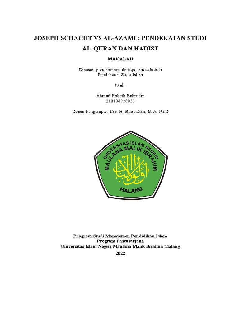 Makalah Joseph Vs Al Azami | PDF | Agama & Spiritualitas