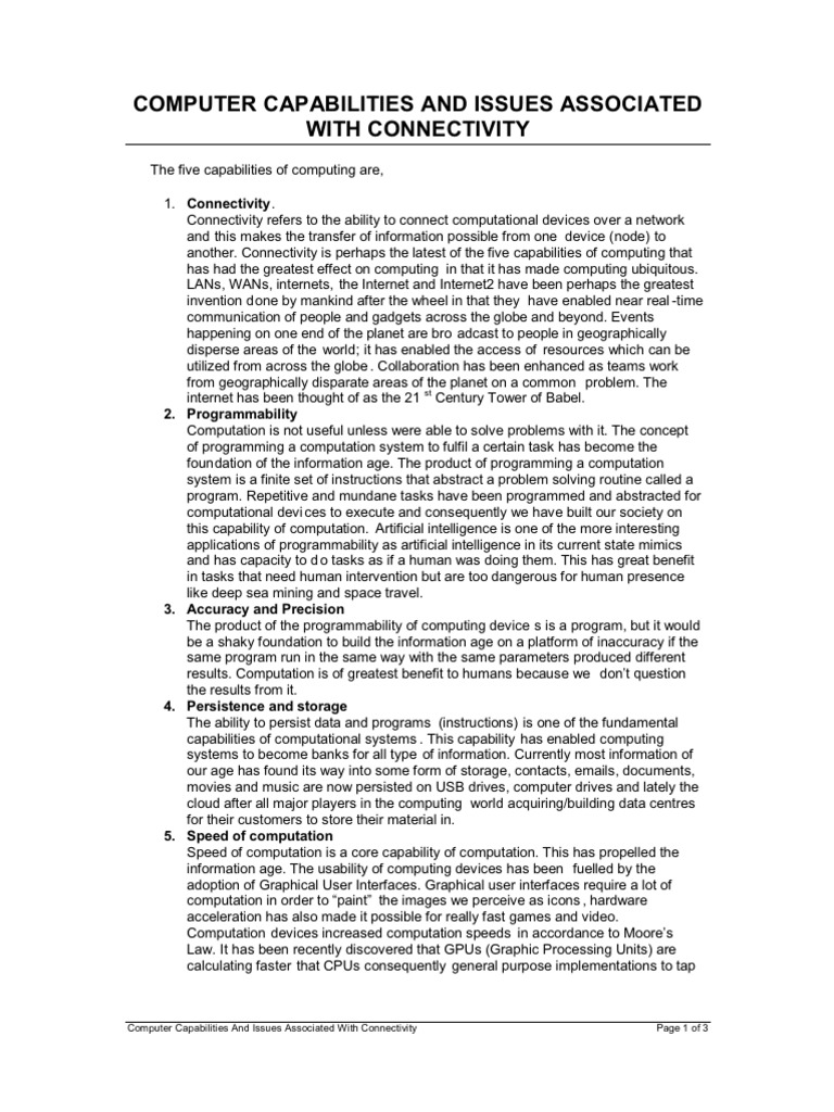 Computer Capabilities Explored | PDF | Graphics Processing Unit | Cloud ...